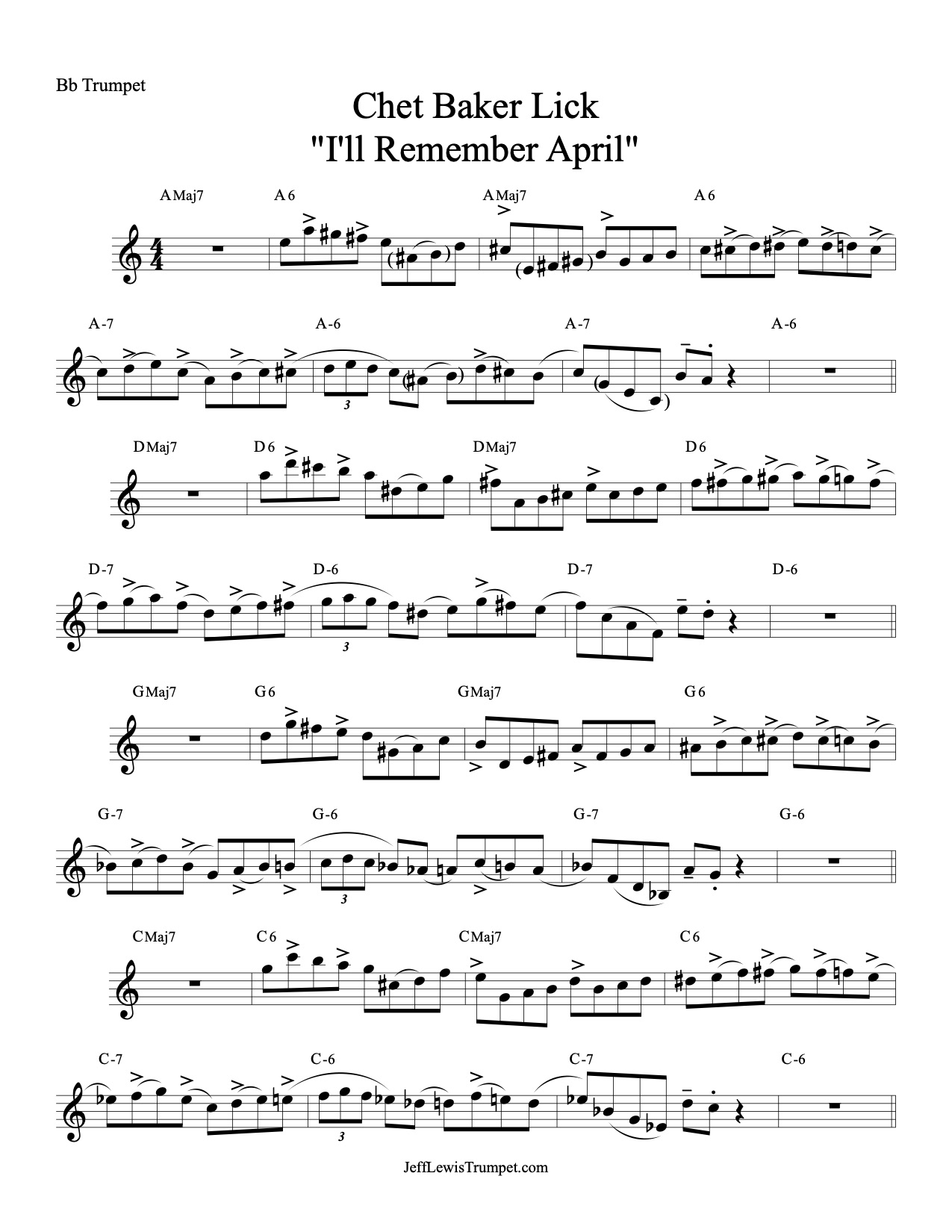 Chet Baker's Jazz Lick on "I'll Remember April". | Jeff Lewis Trumpet
